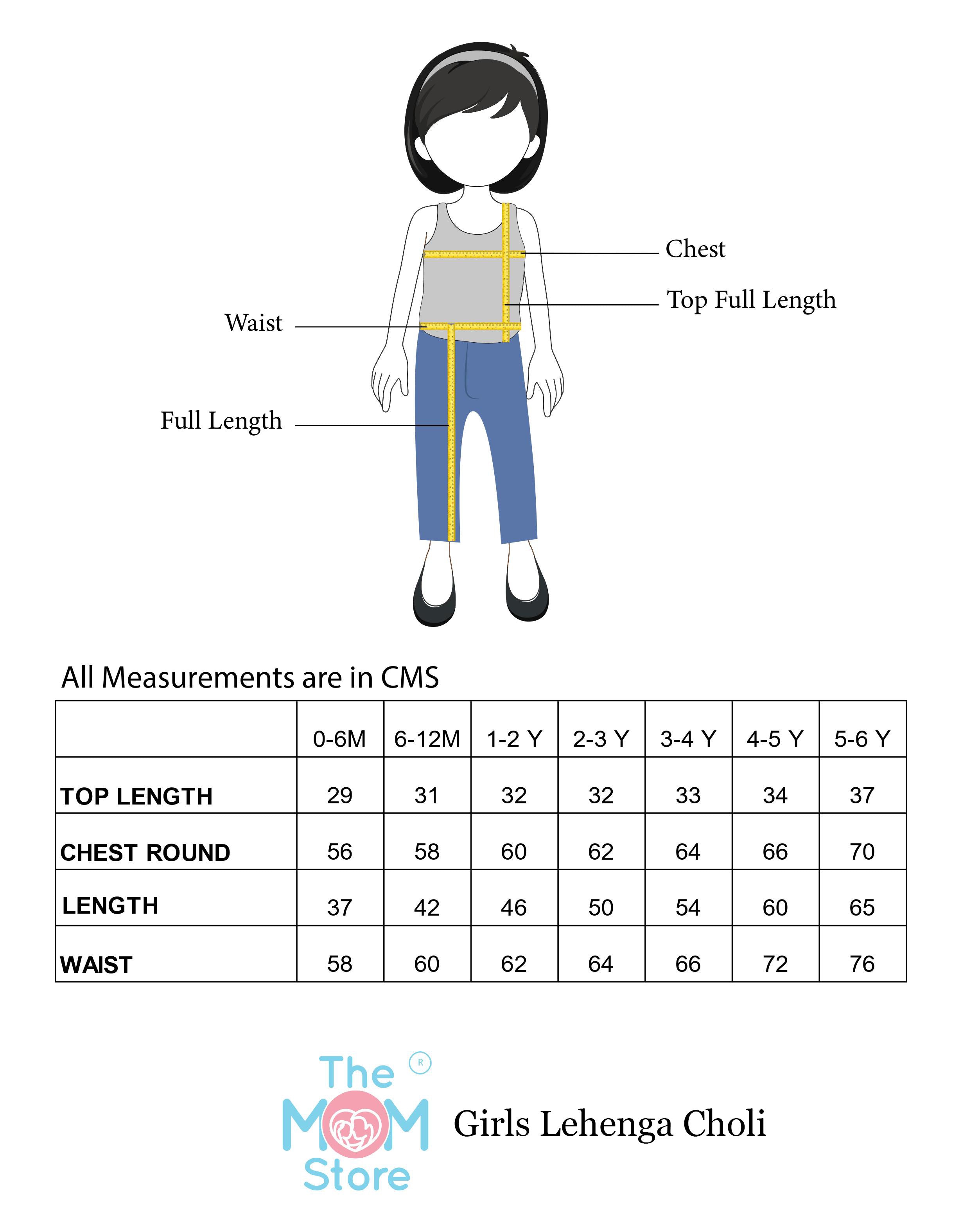 Peach And Blue Floral Print Girls Lehenga Set | The Mom Store